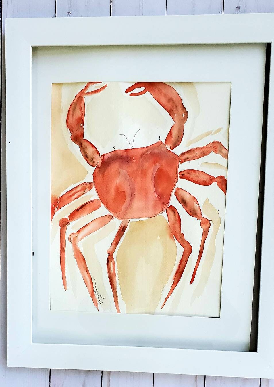 Red Crab Watercolor Painting, Crab Wall Decor, Sea Life Fine Art ...