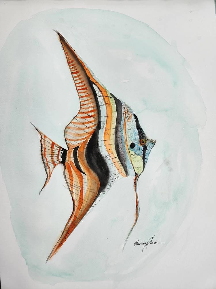 Watercolor Angel Fish