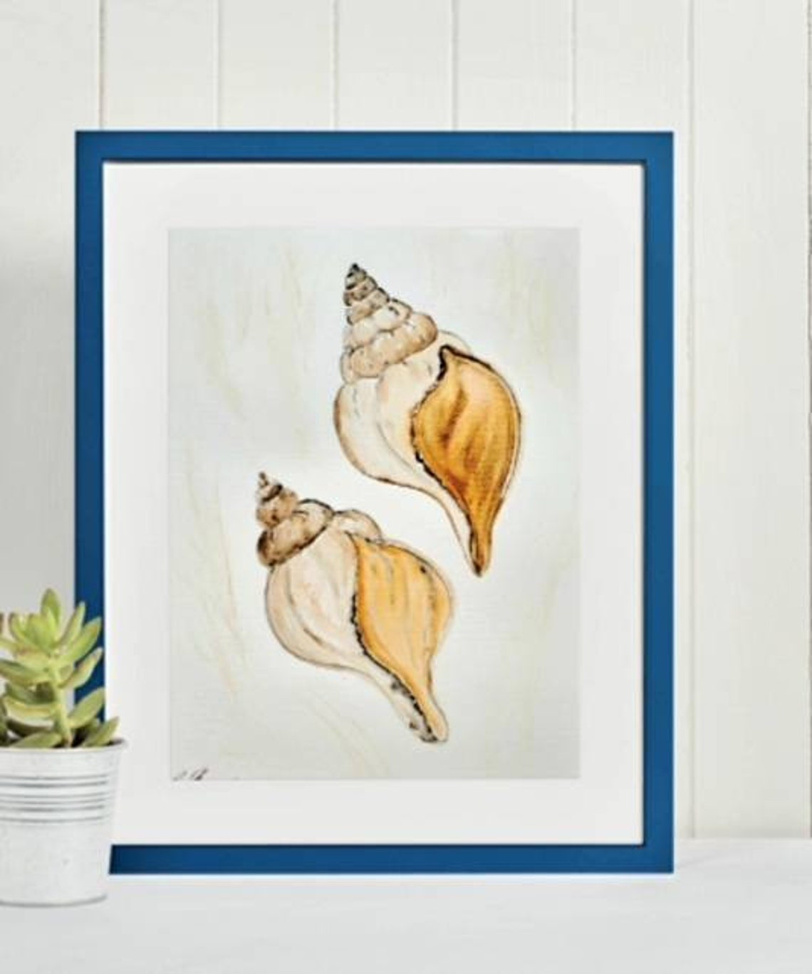 Sea Shells Watercolor Painting Sea Life Fine Art Beach | Etsy