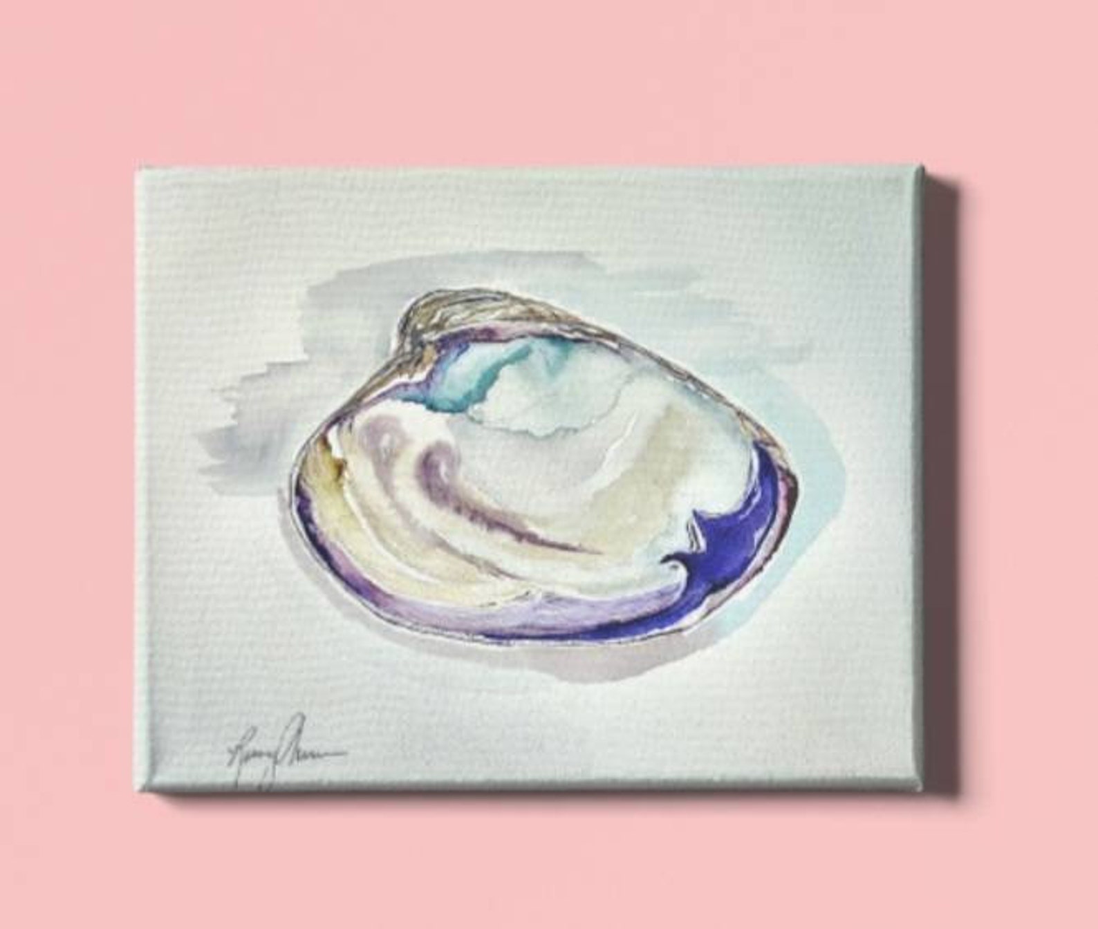 Clam Seashell Watercolor Print, Colorful Clam Shell Art, Coastal Living ...