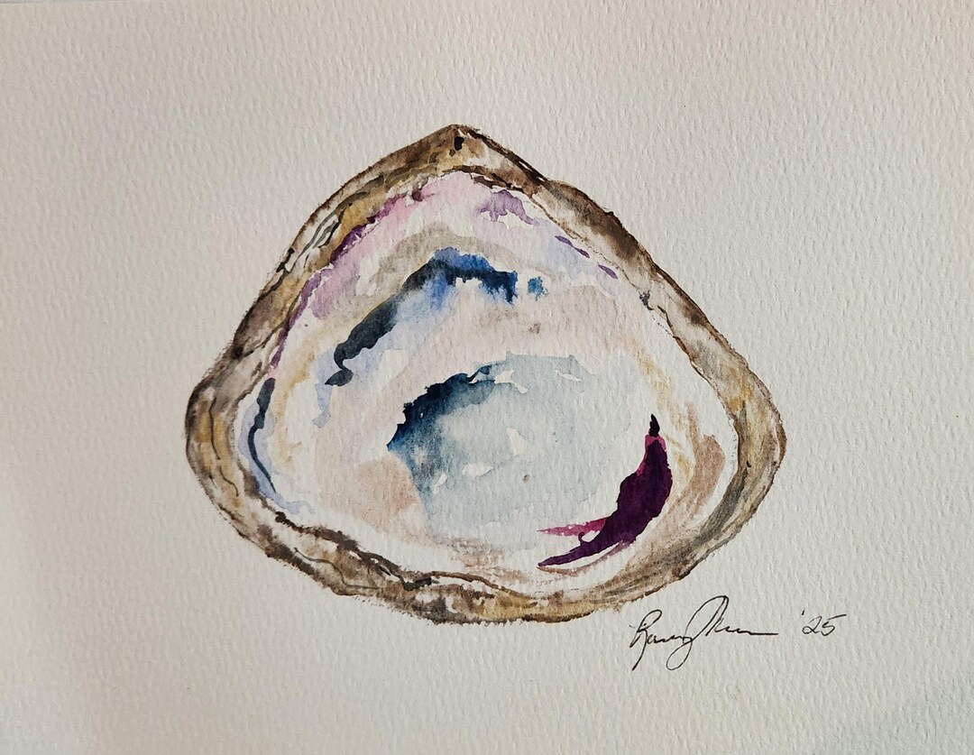 Clam Shell Watercolor Painting, Coastal Living Room Wall Art, Beach ...