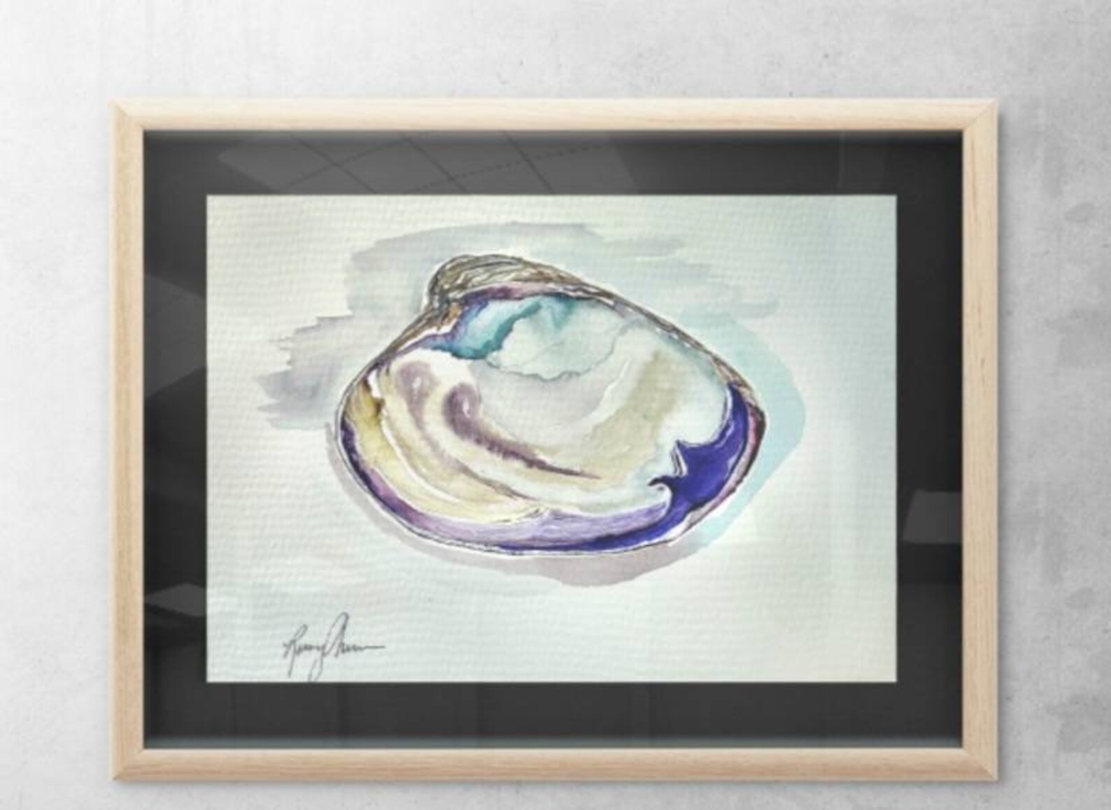 Clam Seashell Watercolor Print, Colorful Clam Shell Art, Coastal Living ...