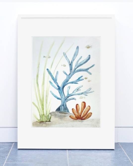 Under the Sea Watercolor Painting Coral Reef Artwork Coastal - Etsy