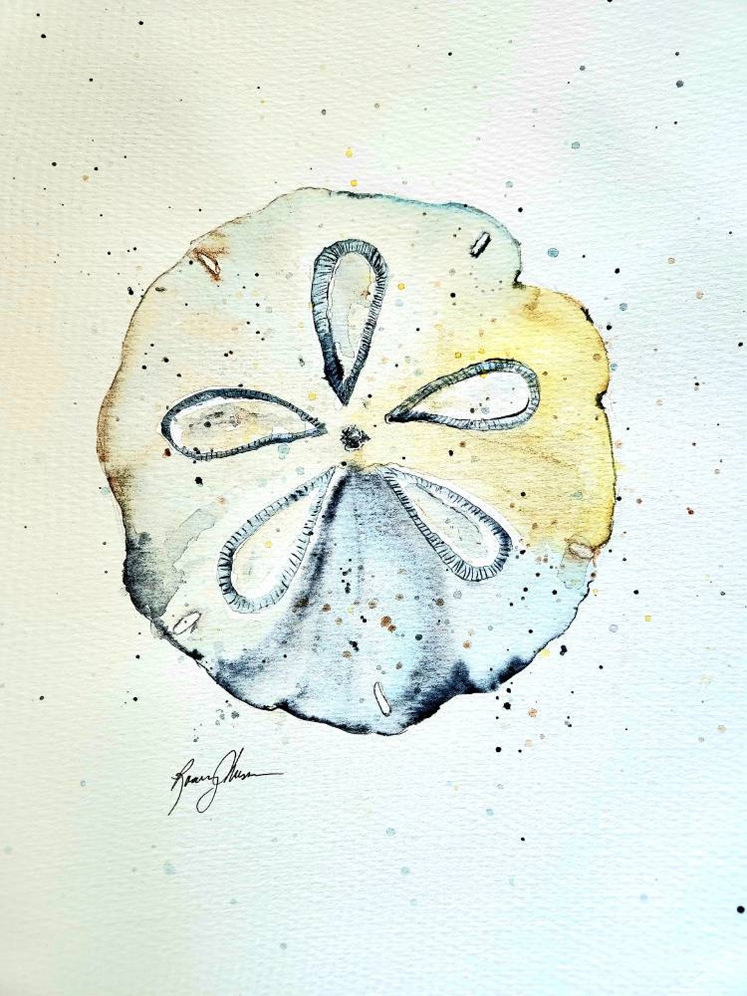 Sand Dollar Watercolor Painting, Beach House Wall Decor, Coastal Living ...
