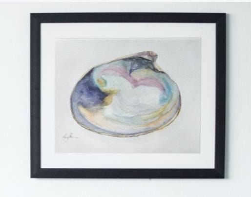 Clam Shell Watercolor Painting, Richly Colored Clam Shell Painting ...
