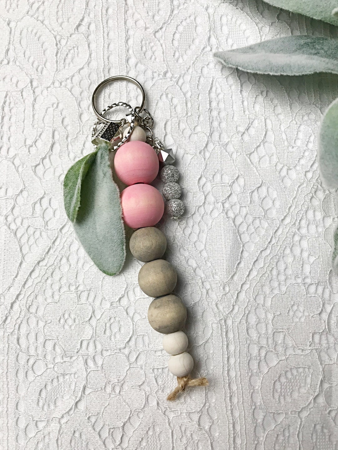 Handpainted Wooden Bead Keychain - Etsy