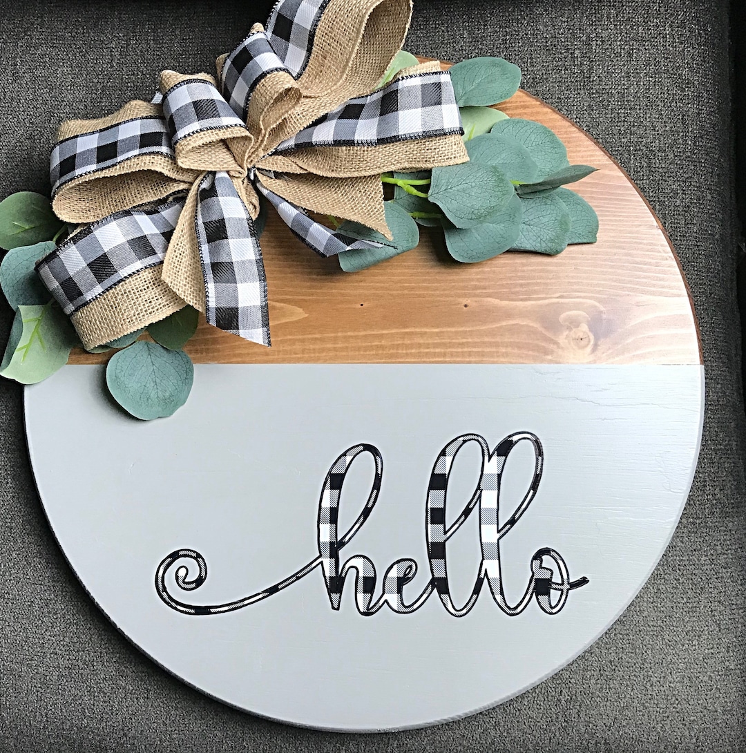 Wood Round Sign / Wood Sign / Door Hanger / Door Sign / Hello Sign ...