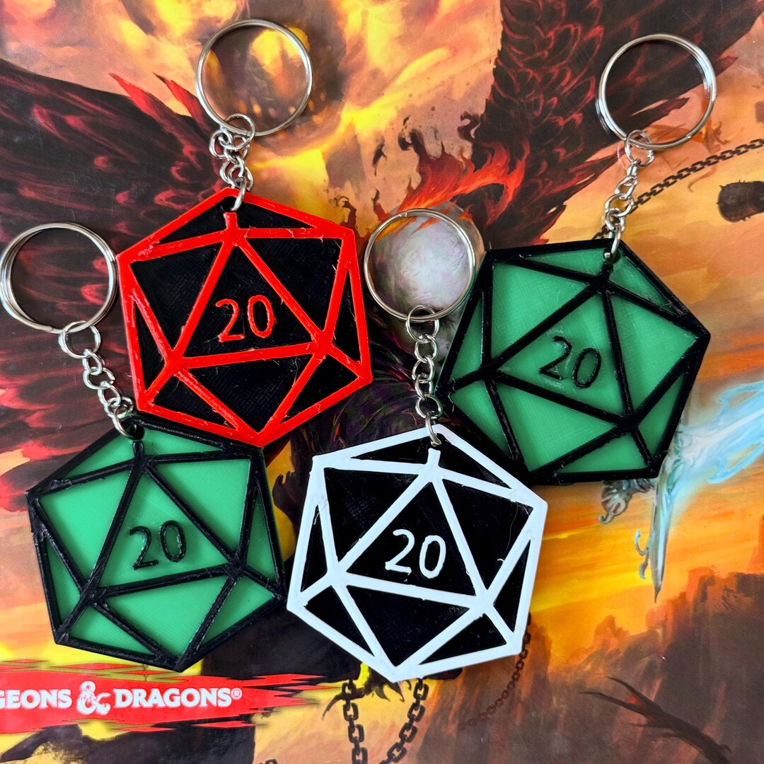 D20 Keychain | 3D Printed Dice Keychain | D&D Keychain - Etsy