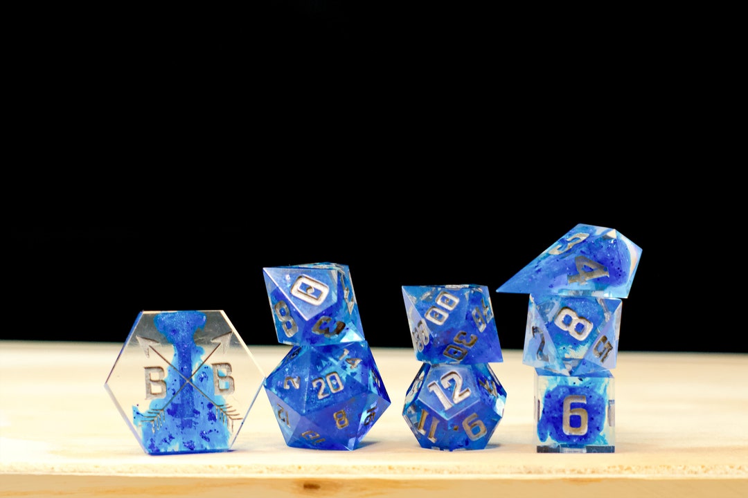 Water Elemental - Handmade DND Dice Set | Resin D&D Dice | Sharp Edged ...