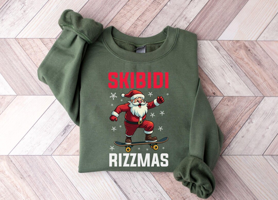 Skibidi Rizzmas Santa Christmas Sweatshirt, Funny Santa Sweater, Funny ...