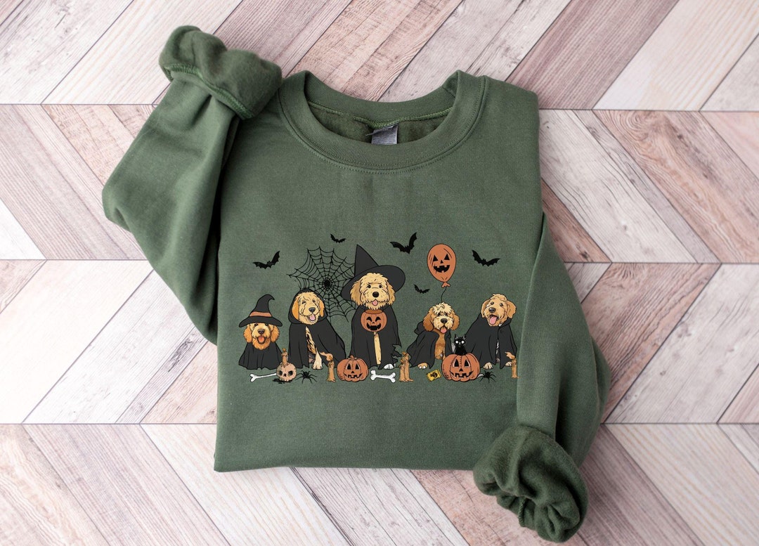 Ghost and Witch Goldendoodle Halloween Sweatshirt, Ghost Goldendoodle ...