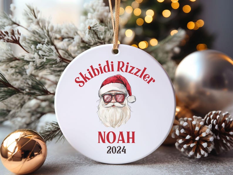 Skibidi Rizzler Custom Teen Meme Christmas Ornament - Gen Alpha, Funny ...