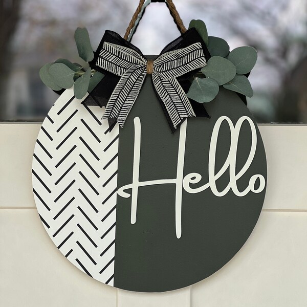 Hello Round Wood Sign - Etsy