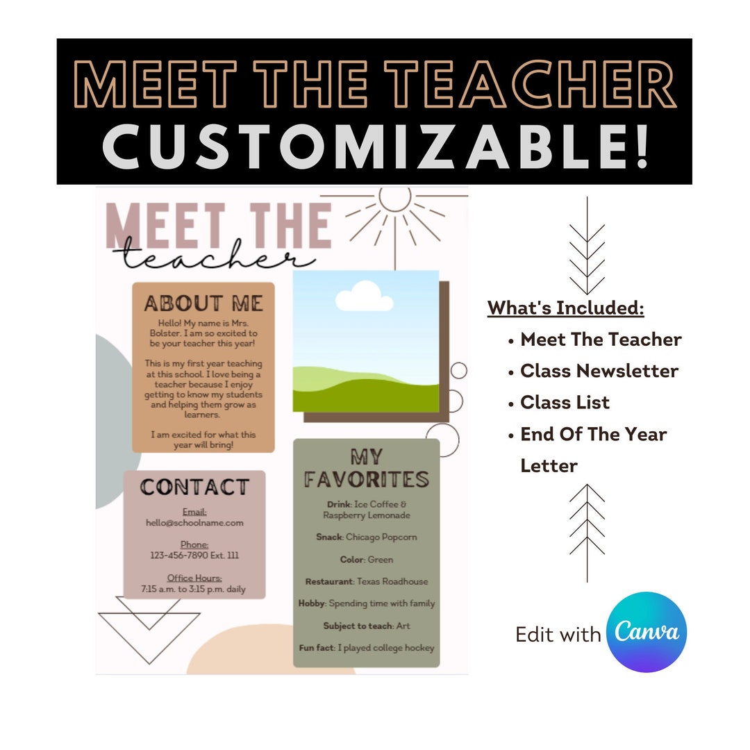 Meet the Teacher Editable Template - Etsy