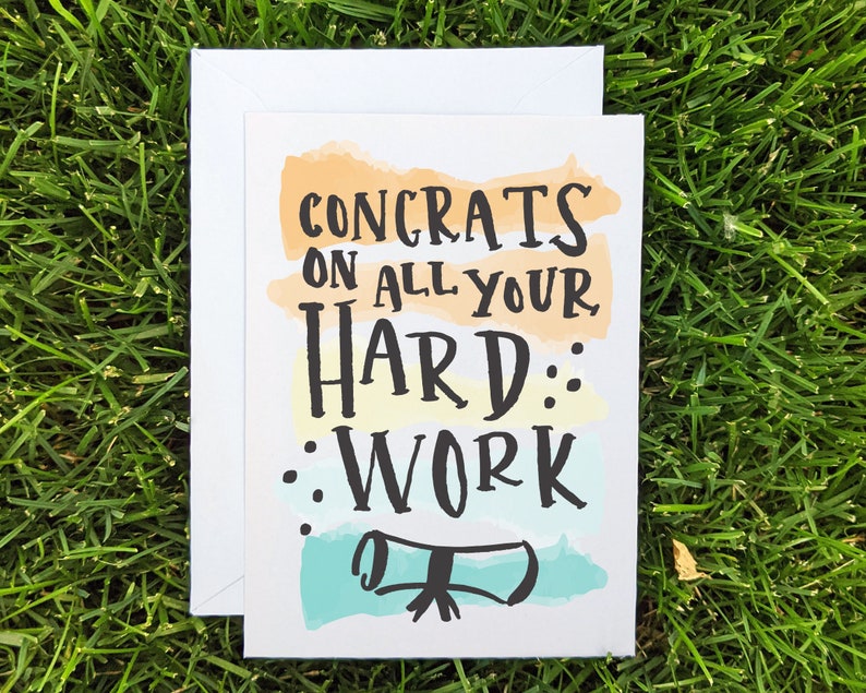 Congrats On All Your Hard Work Congratulations Graduation Card | Etsy