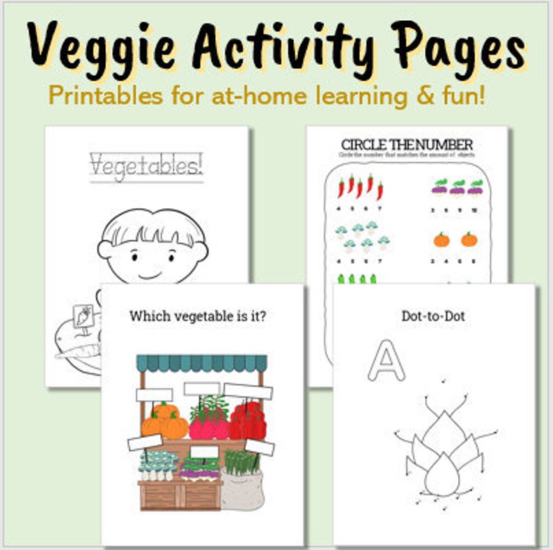 Veggie Fun! Activity Pages With Familiar and Unfamiliar Vegetables ...
