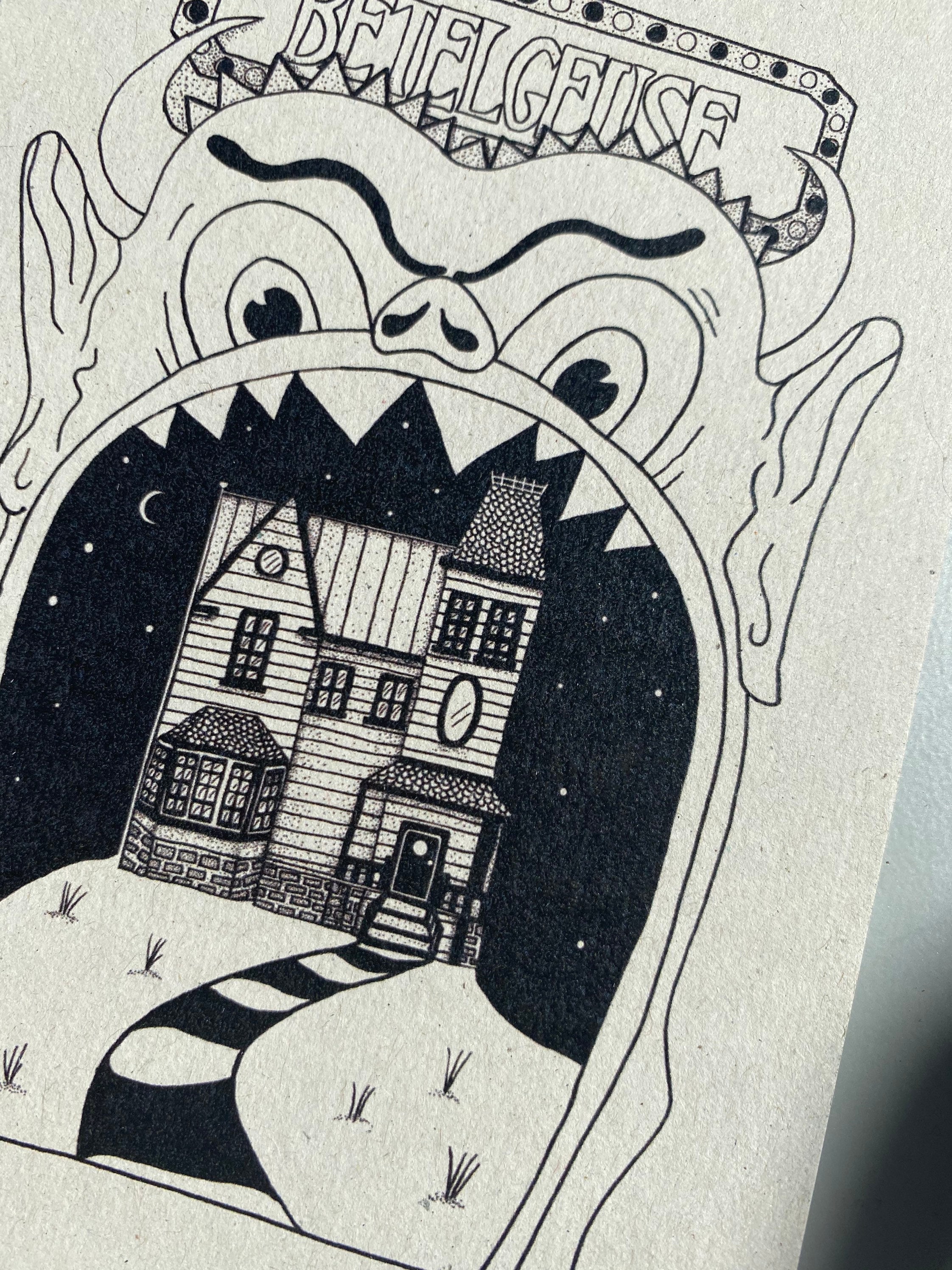 Beetlejuice Maitland & Lydia Deetzs House Dotwork Handdrawn - Etsy