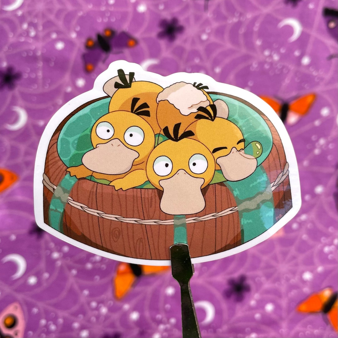 Psyduck Bathhouse - Anime Inspired, Water Bottle Sticker, Laptop ...