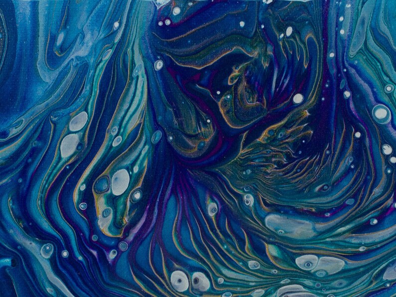 Blue & Purple Abstract Painting, Original Artwork, Acrylic Fluid Art ...