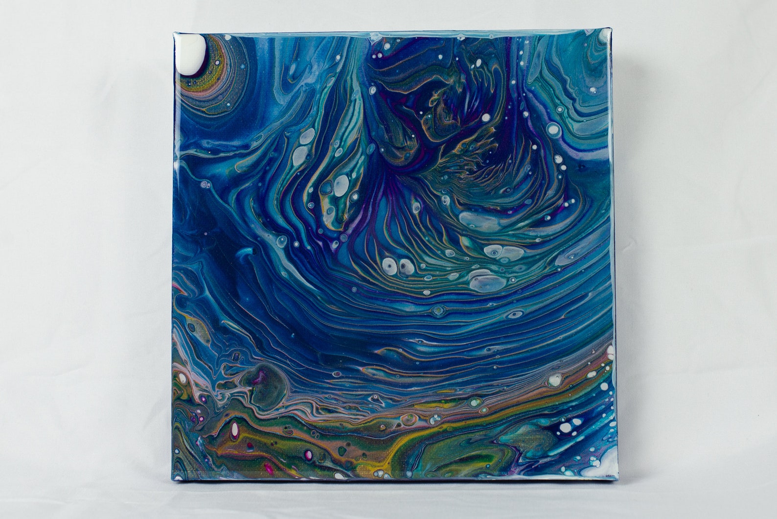 Blue & Purple Abstract Painting, Original Artwork, Acrylic Fluid Art ...