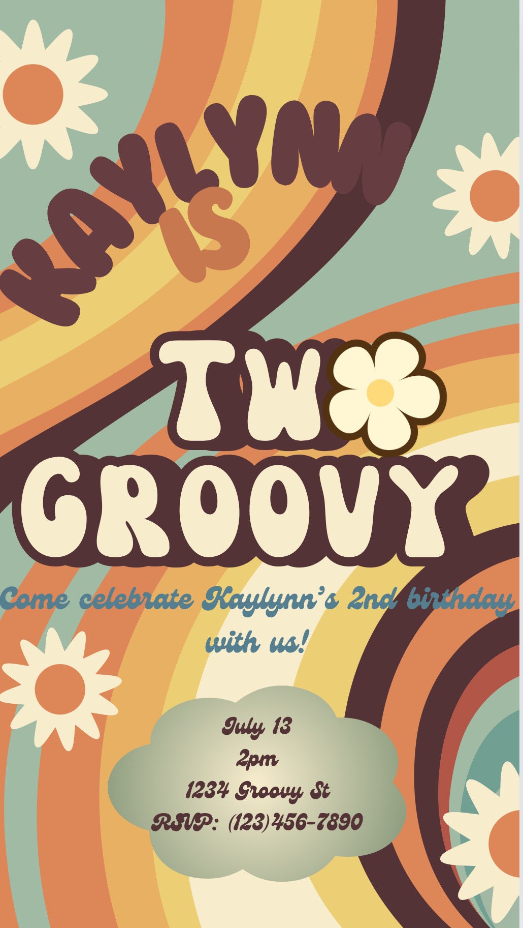Two Groovy Birthday Party Invitation - Etsy