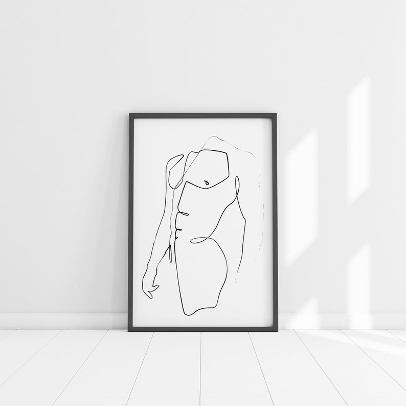 Male Body Printable Minimalistic Single Line Drawing - Etsy