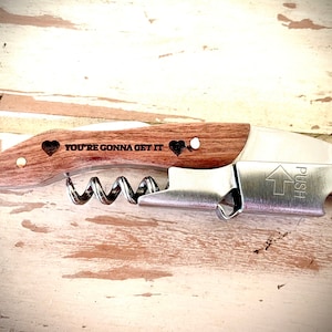 Custom Engraved Wood Wine Key, Wine Opener, Corkscrew, Personalized ...