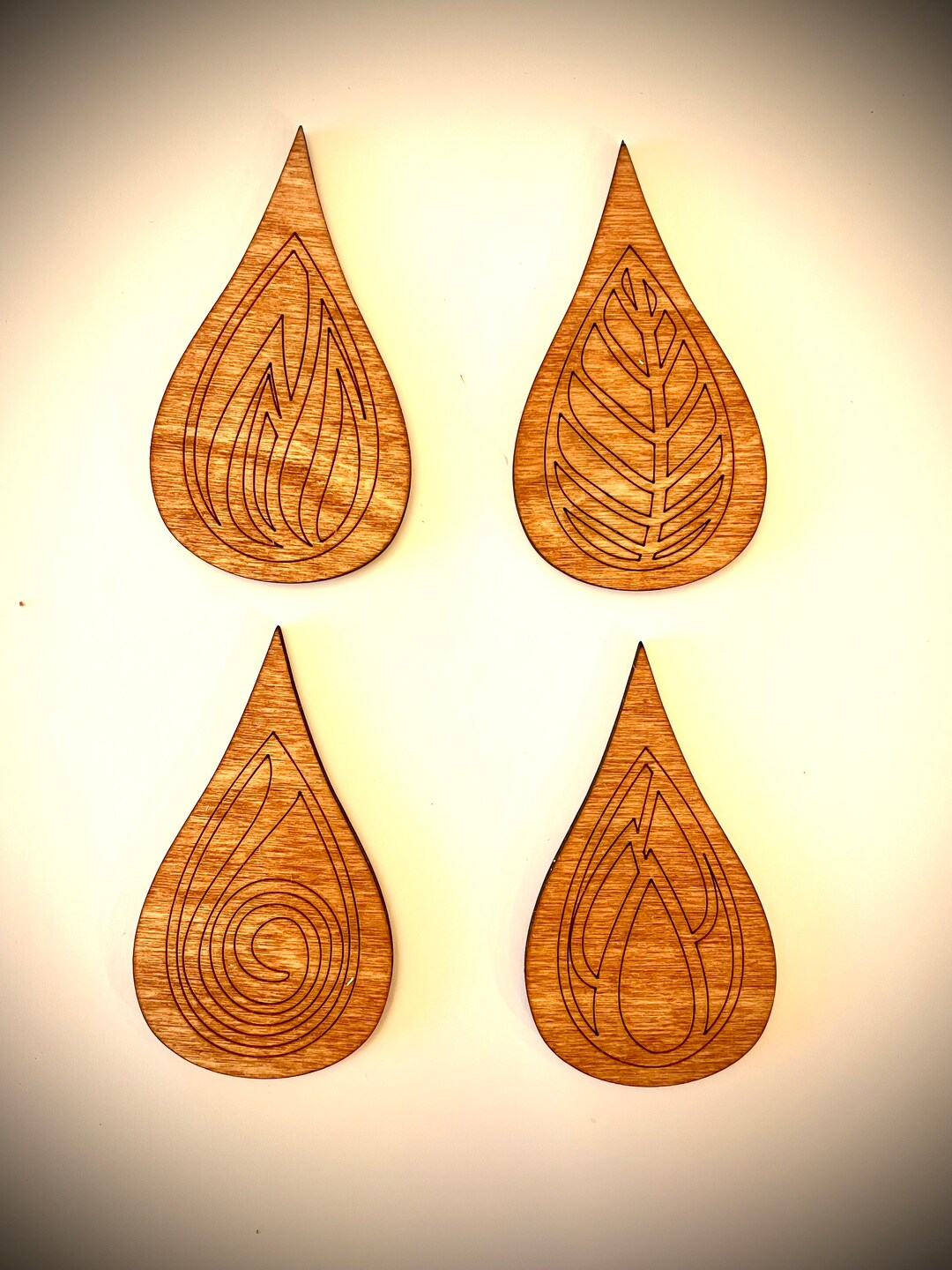 Boho 4 Elements Earth Water Wind Fire Wood 4 Piece Teardrop Magnet Set ...