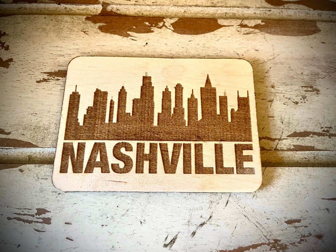 Magnet - Nashville Skyline Cityscape. 3.5" X 2.5" Wood Magnet. Great ...