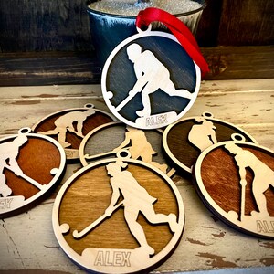 Female Field Hockey Player 2-layer Personalized Laser Cut Wood ...