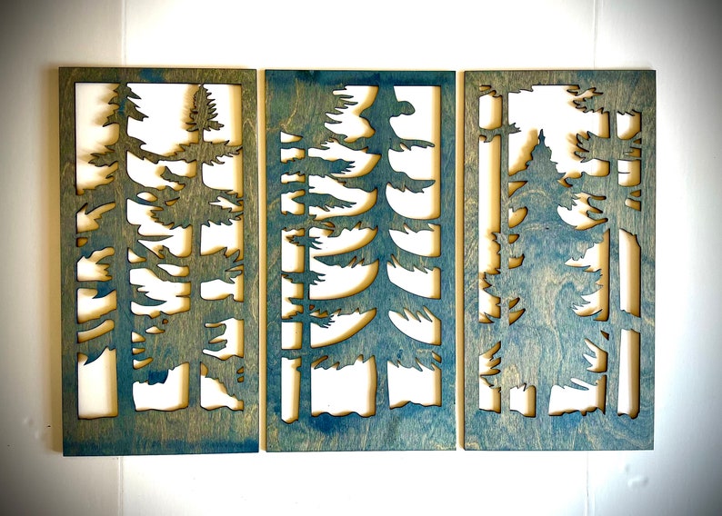Pine Tree Forest Wall Art, 3 Panel Available in Multiple Sizes and ...