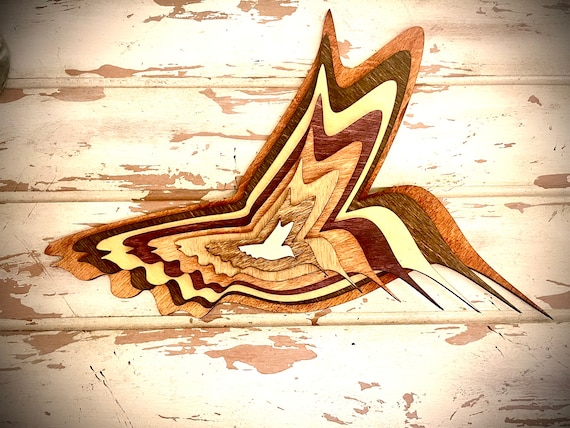 Stacked Wooden Hummingbird 3D Table Art Wall Art | Etsy