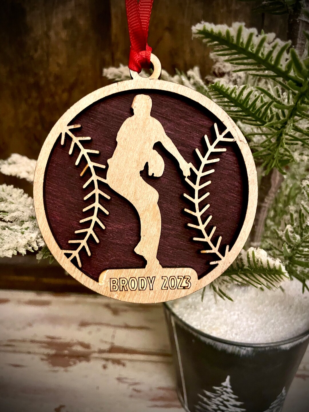 Left Handed Pitcher Baseball Player 2-layer Personalized Laser Cut Wood ...