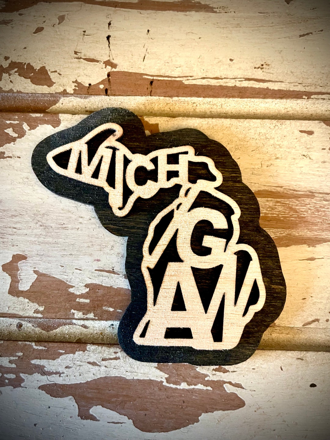 Michigan Word Art 2-layer Laser Cut Wood Magnet Available Unfinished or ...
