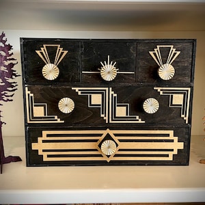 Boho Modern Frank Lloyd Wright-inspired Art Deco Wood Drawer Knob or Pull Accent Available in 15 ...