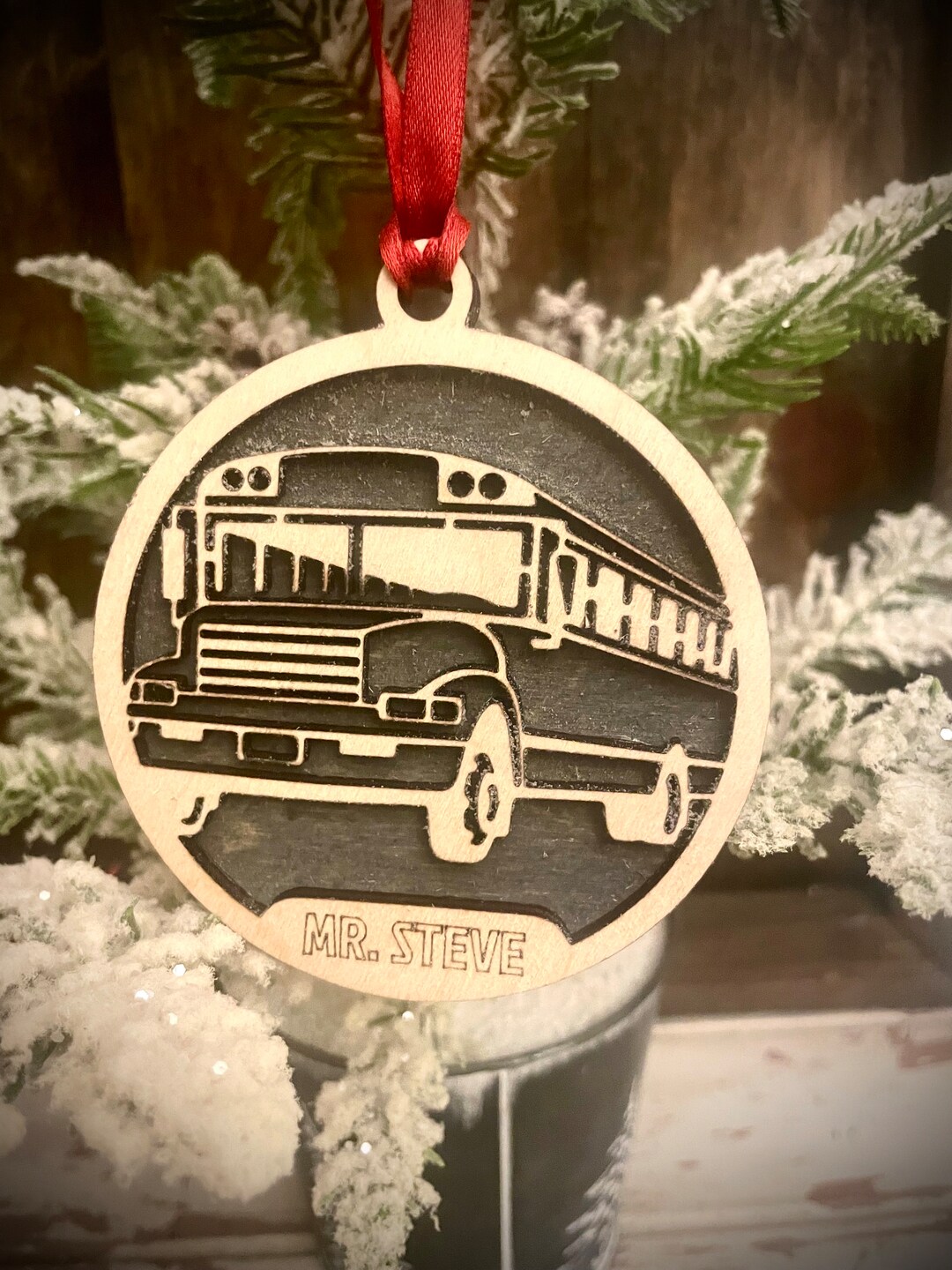 School Bus Driver 2-layer Personalized Laser Cut Wood Christmas ...