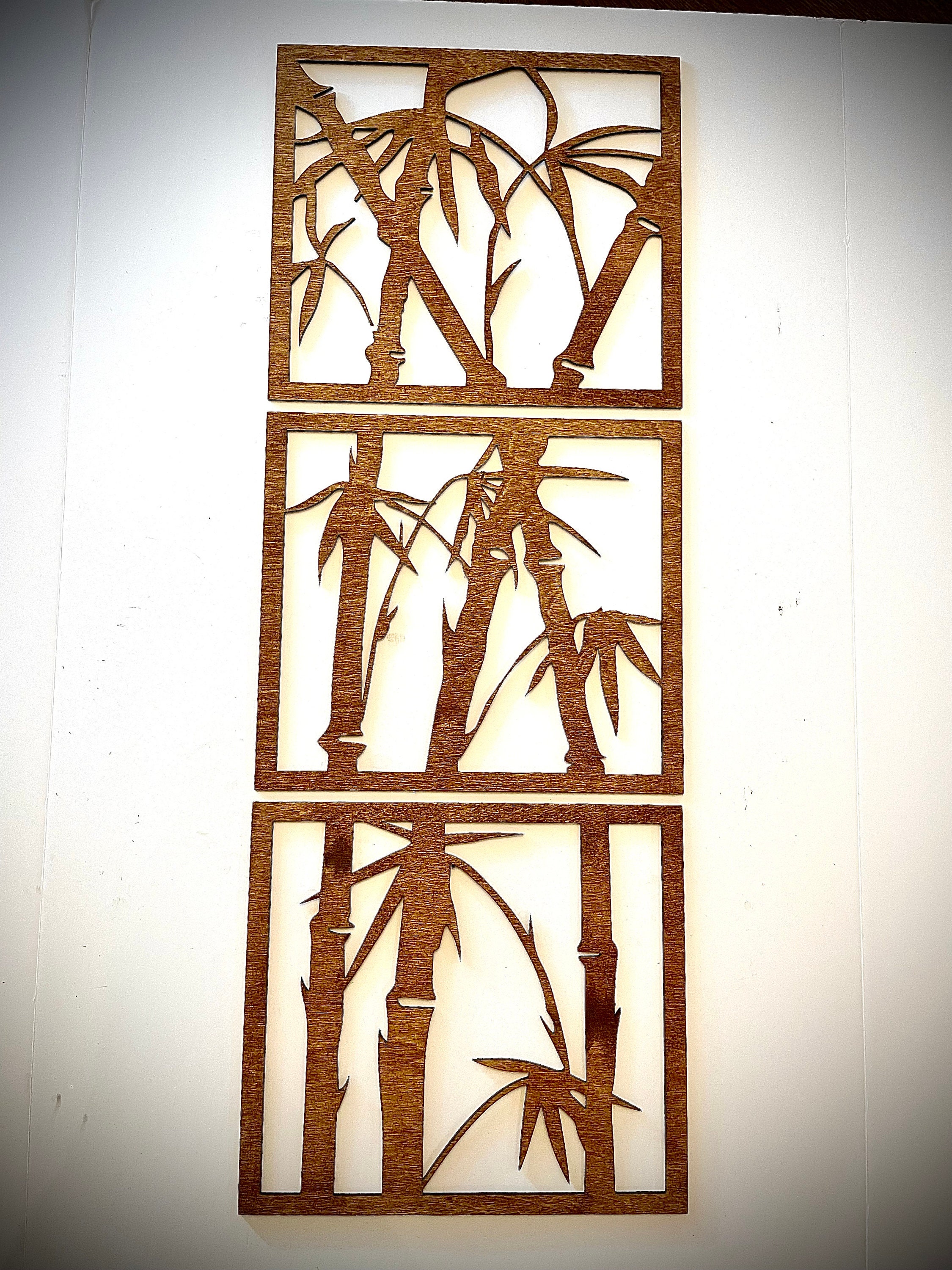 Boho Bamboo Wall Art 3 Panel Available in 12 Finishes Decor | Etsy