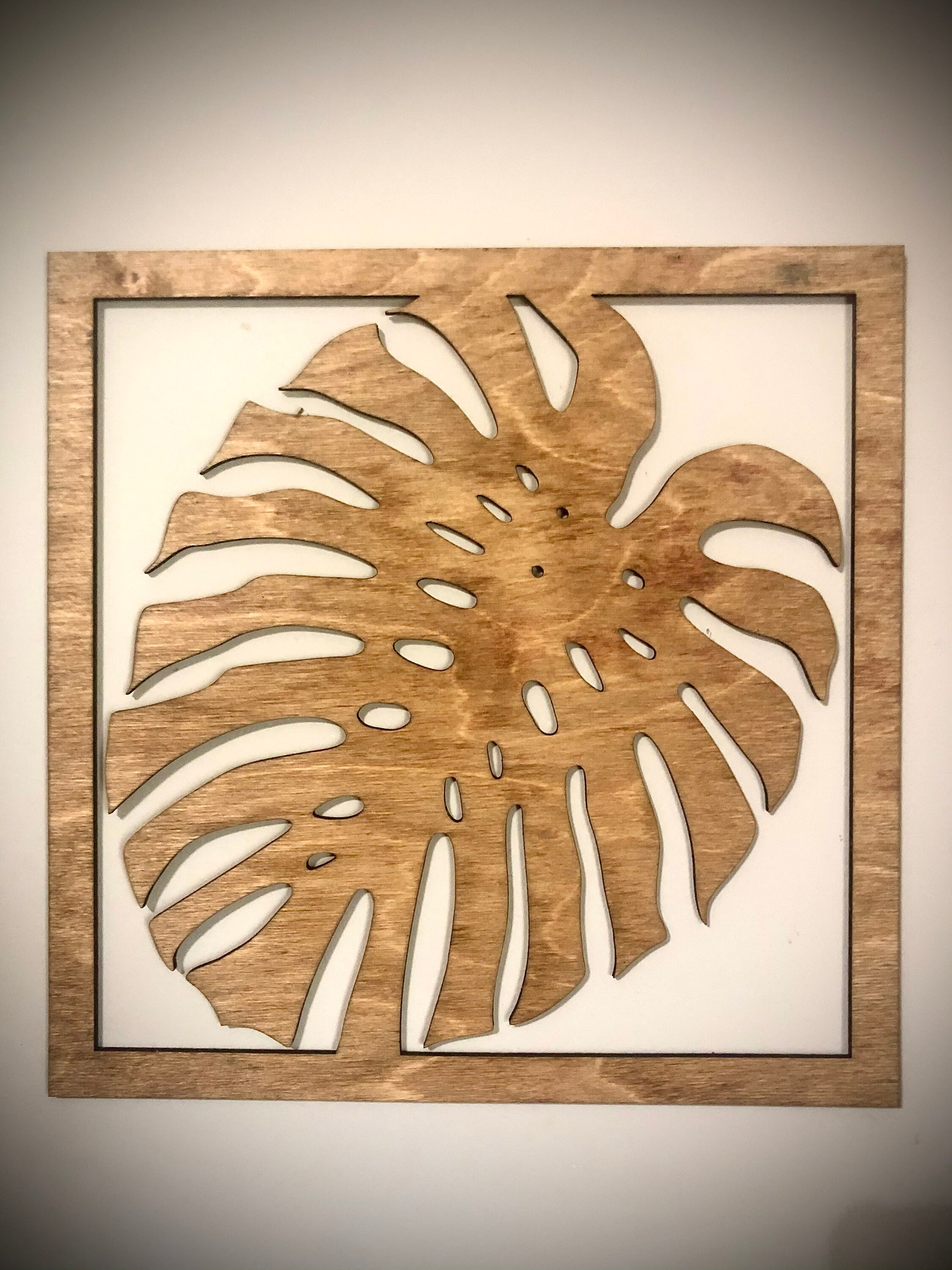 Tree Wall Art 3 Panel Tropical Leaves in Choice of 12 Stains - Etsy
