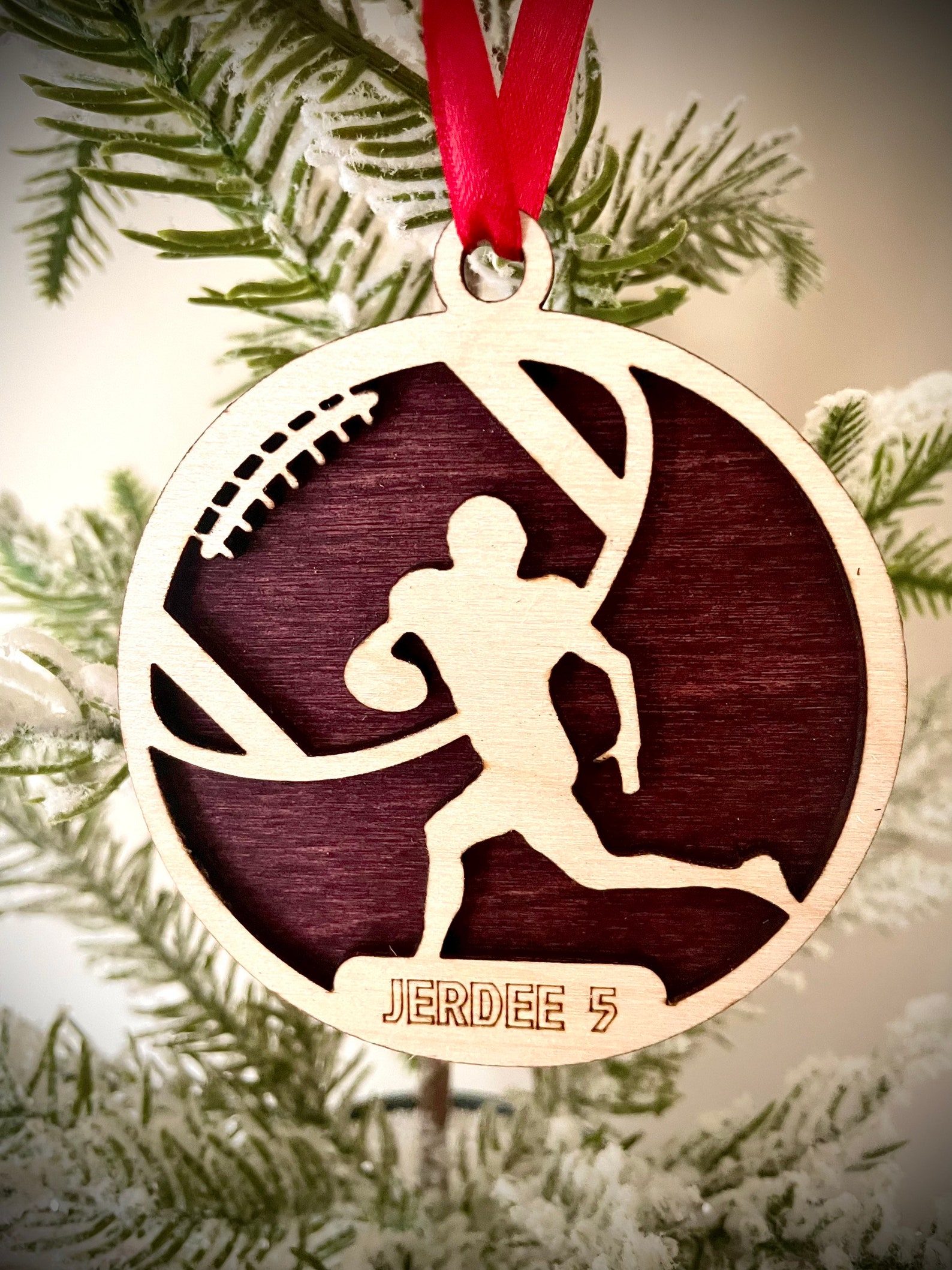 Football Player 2-layer Personalized Laser Cut Wood Christmas Ornament ...
