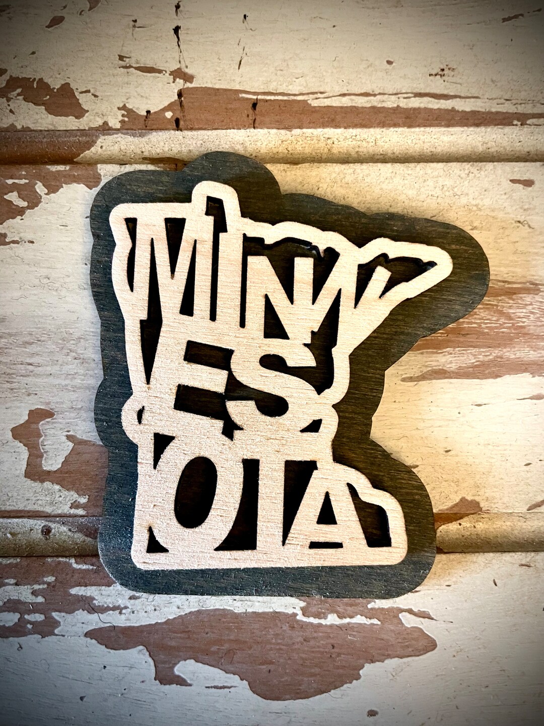Minnesota Word Art 2-layer Laser Cut Wood Magnet Available Unfinished ...