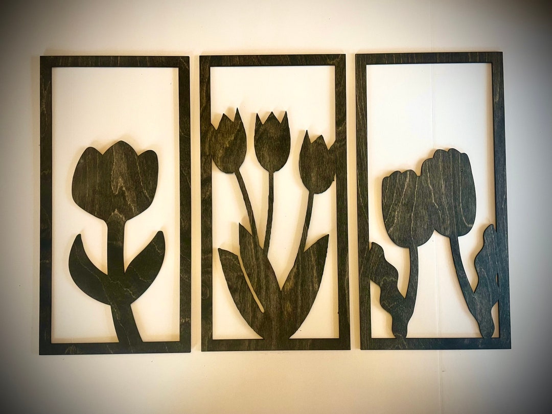 Boho Modern Tulip Mandala Wall Art, 3 Panel Set Available in Multiple ...