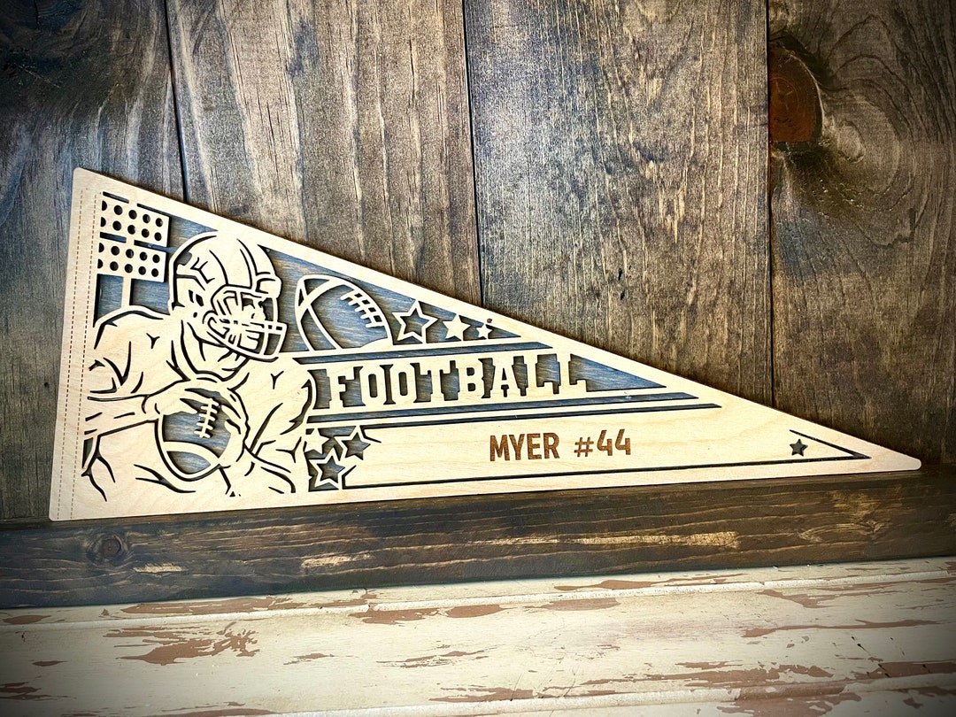 Personalized Custom Male Football Player Wood 2-layer Pennant With ...