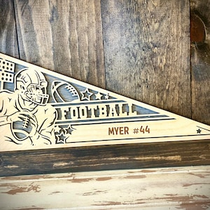 Personalized Custom Male Football Player Wood 2-layer Pennant With ...
