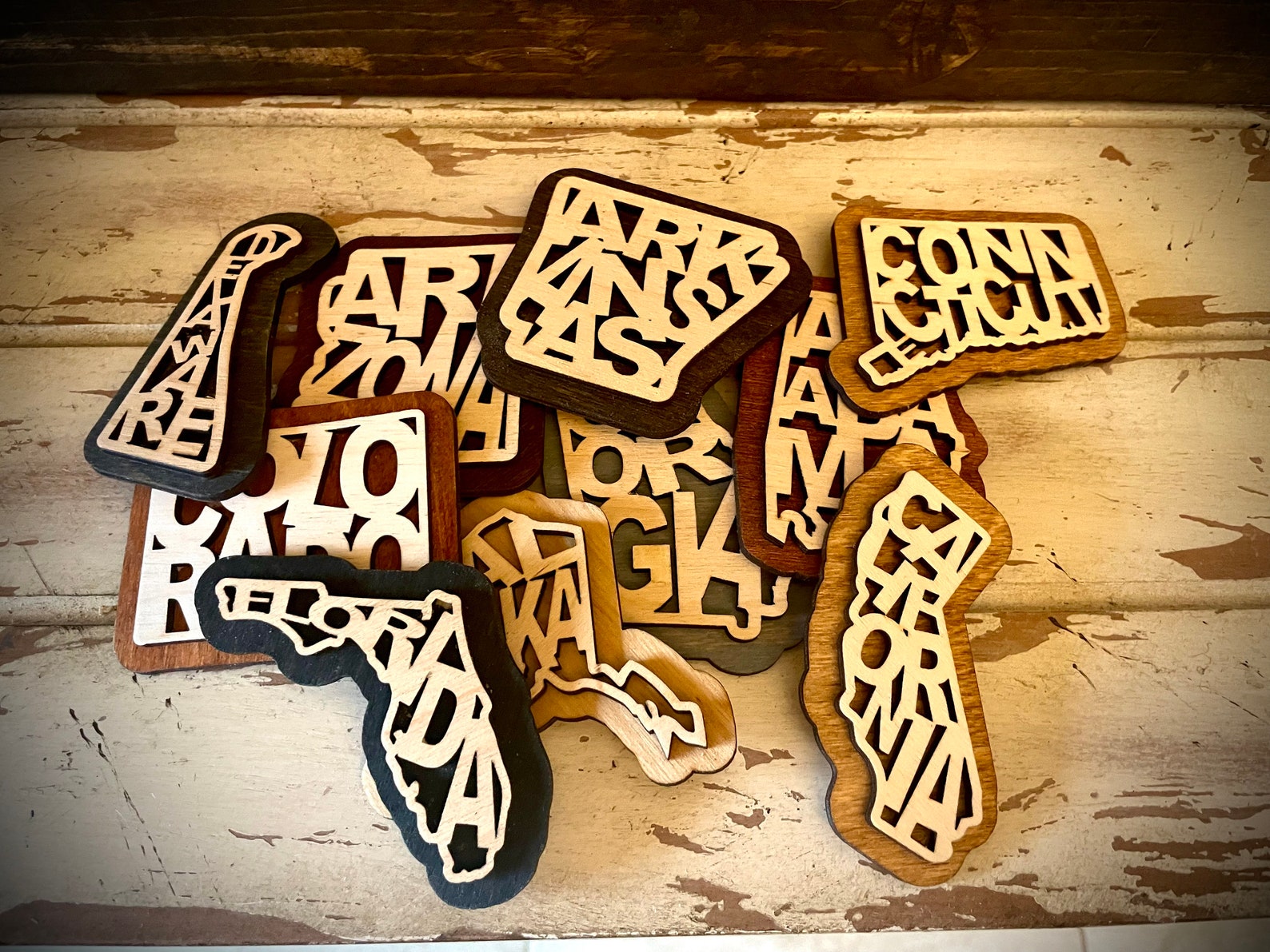 Texas Word Art 2-layer Laser Cut Wood Magnet Available Unfinished or 11 ...