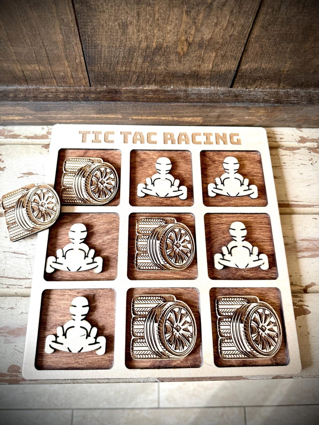 Racing Game - Tic Tac Racing. Laser Engraved and Cut Wood Racing Game ...