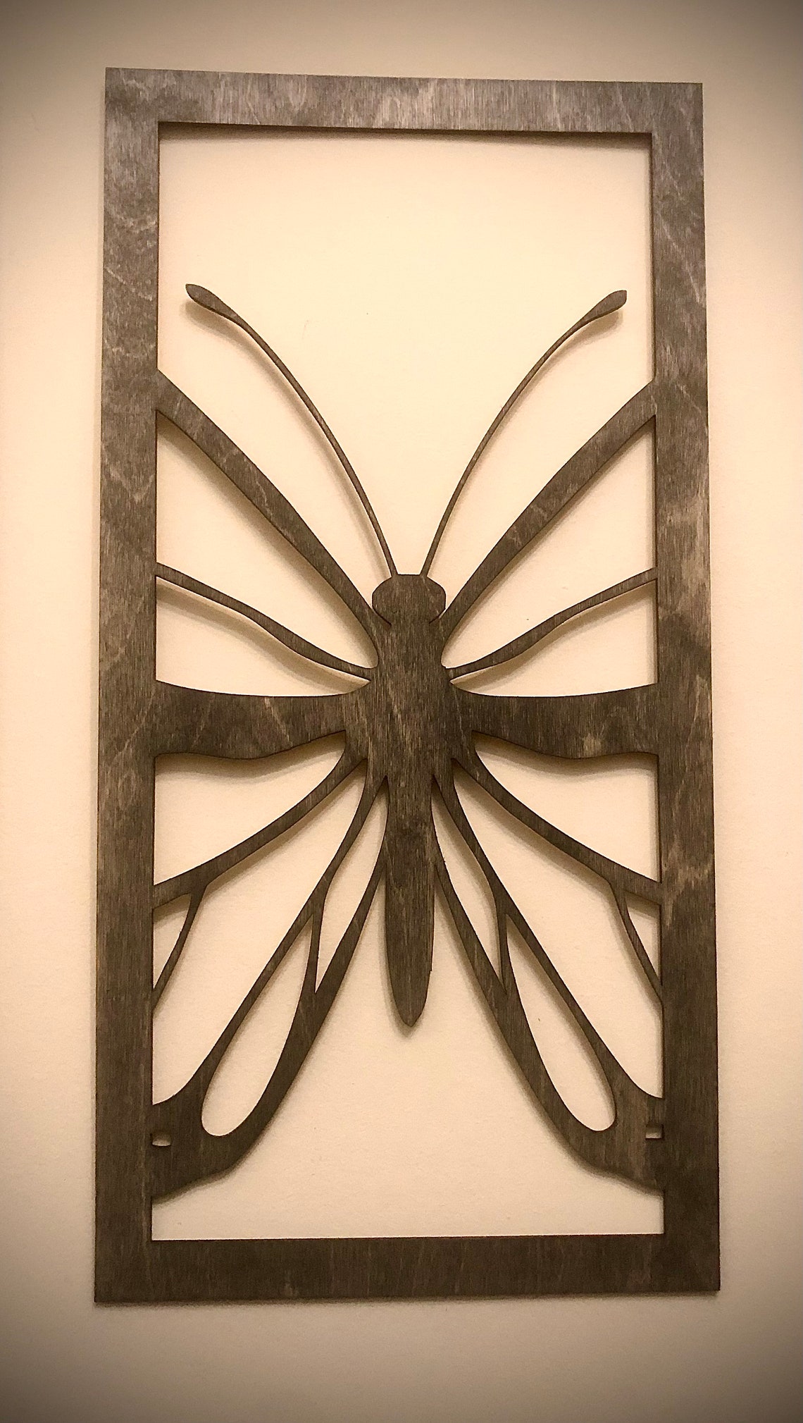 Butterfly wood wall art 3 panel in natural or 12 other | Etsy