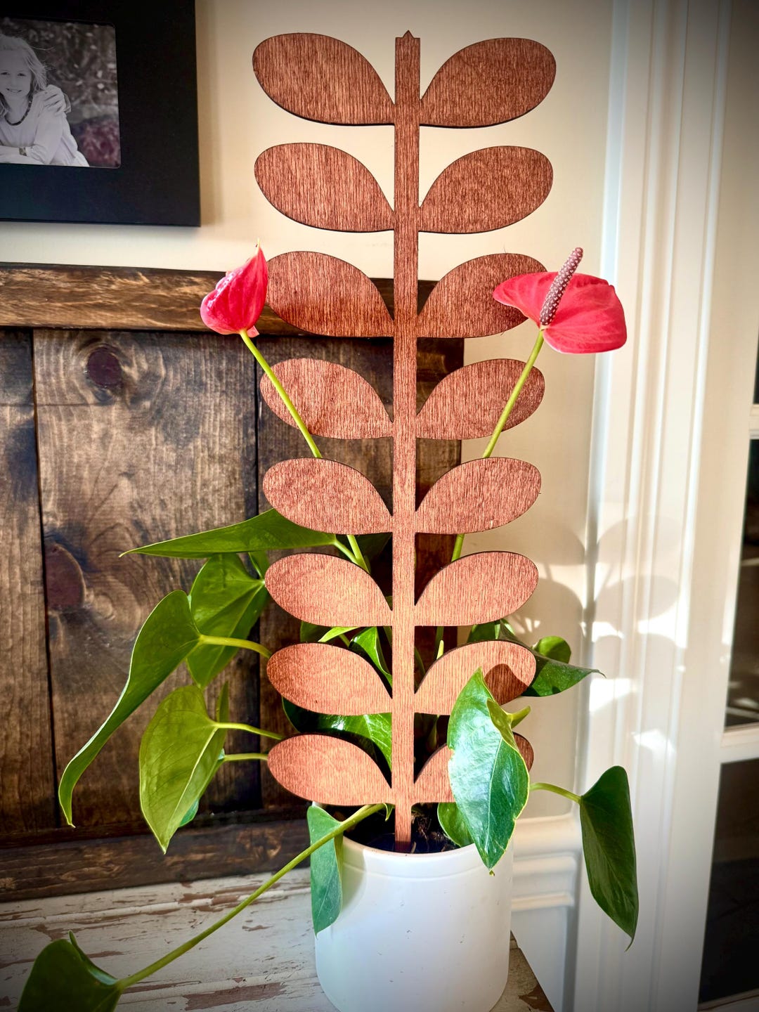 Giant 18” Indoor Boho Plant Trellis-mid Century Modern Style Leafy Vine ...