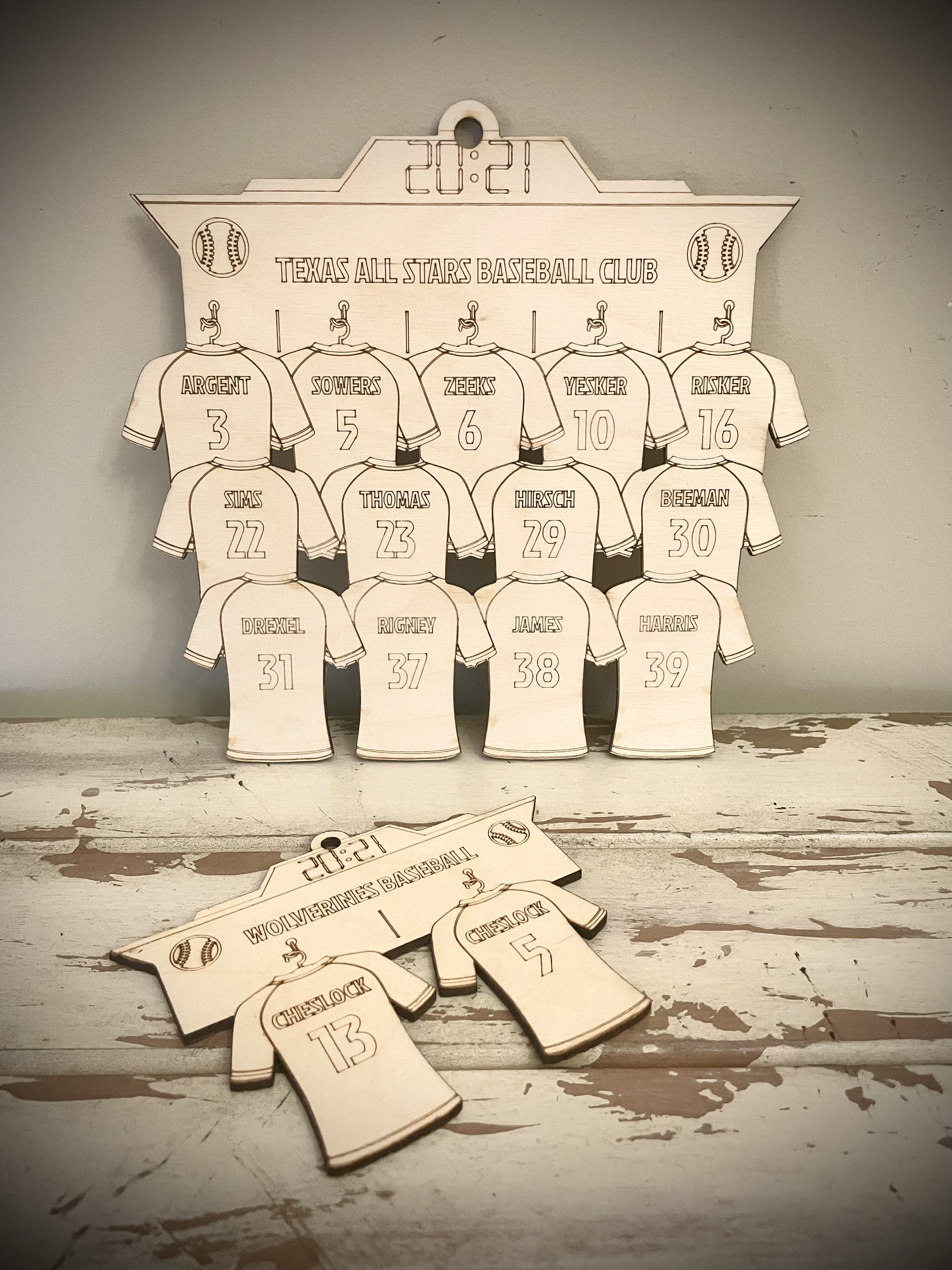 Baseball Team Jersey Custom Engraved Wood Plaque or Ornament - Etsy