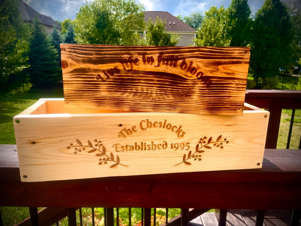 Rustic Flower Box / Planter Box Available in 2 Sizes Custom - Etsy