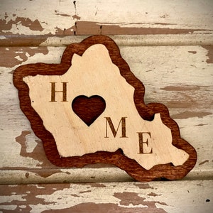 Oahu Hawaii HOME 2-layer State Outline Laser Cut Wood Magnet Available ...